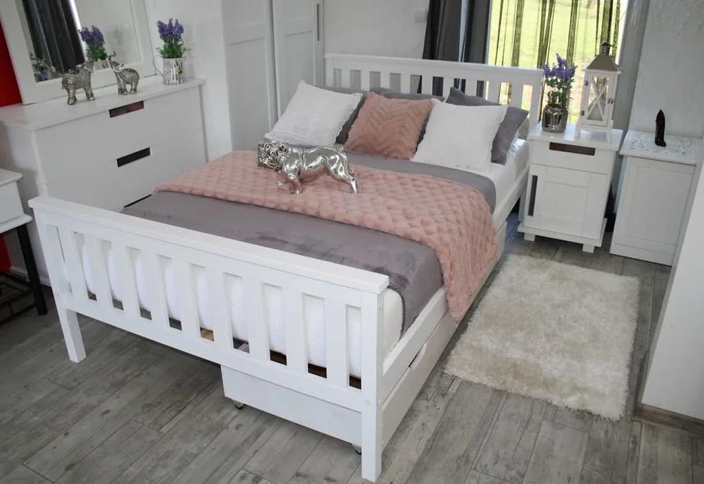 Vyvýšená postel SWAG + rošt + matrace DE LUX, 160x200, bílá