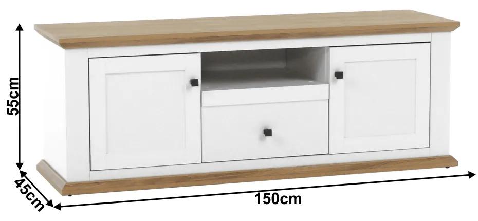 TV stolek/skříňka Leoras MZ15 (bílá + dub grand). 1017348