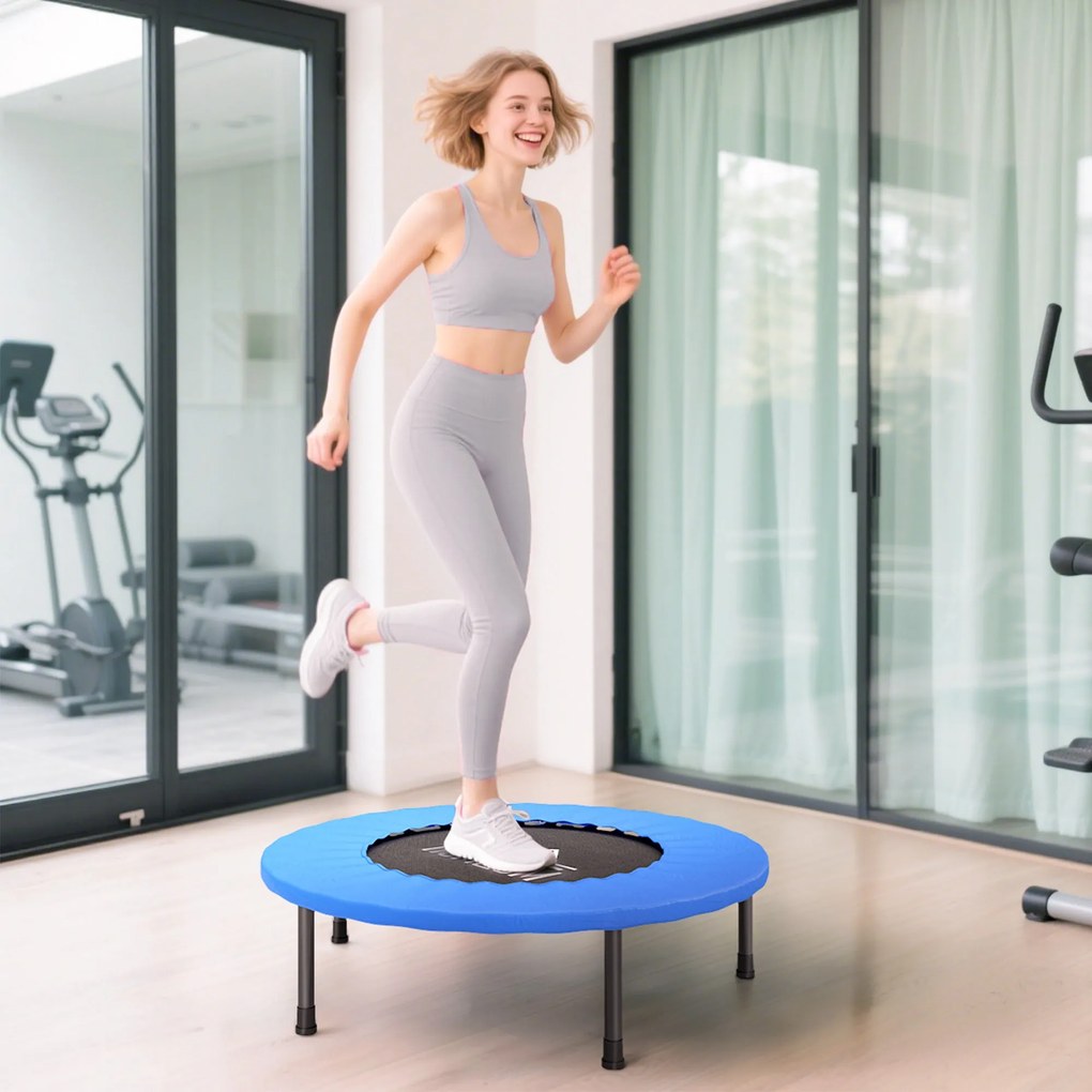 HOMCOM Fitness Trampolína Ø81 cm, Ocelová Trampolína se Zabezpečovací Podložkou a 28 Jary pro Vnitřní a Vnější Cvičení, Nosnost 100 kg, 81x81x22,5 cm…