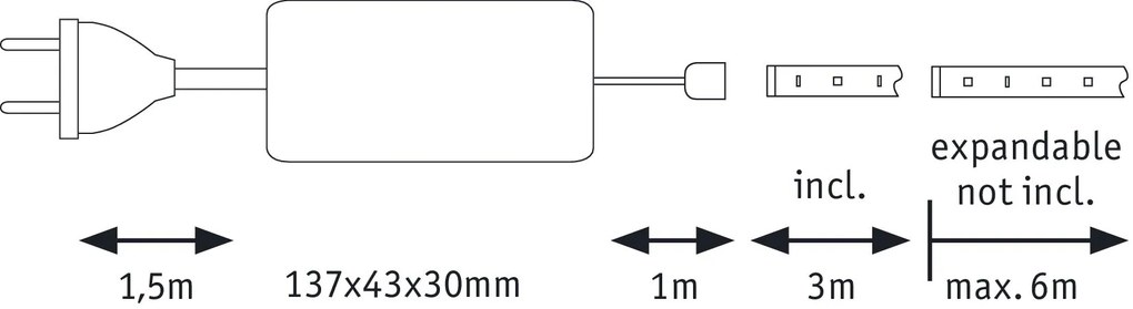 Paulmann 70580 MaxLED 500, Basic Set 17W 6500K, 3m rozšiřitelný na 6,2m, včetně trafa