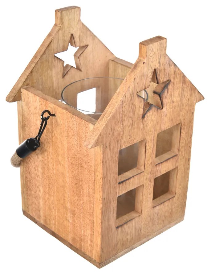 4Home Lucerna z mangového dřeva Shining Star, 18 x 15 x 25 cm