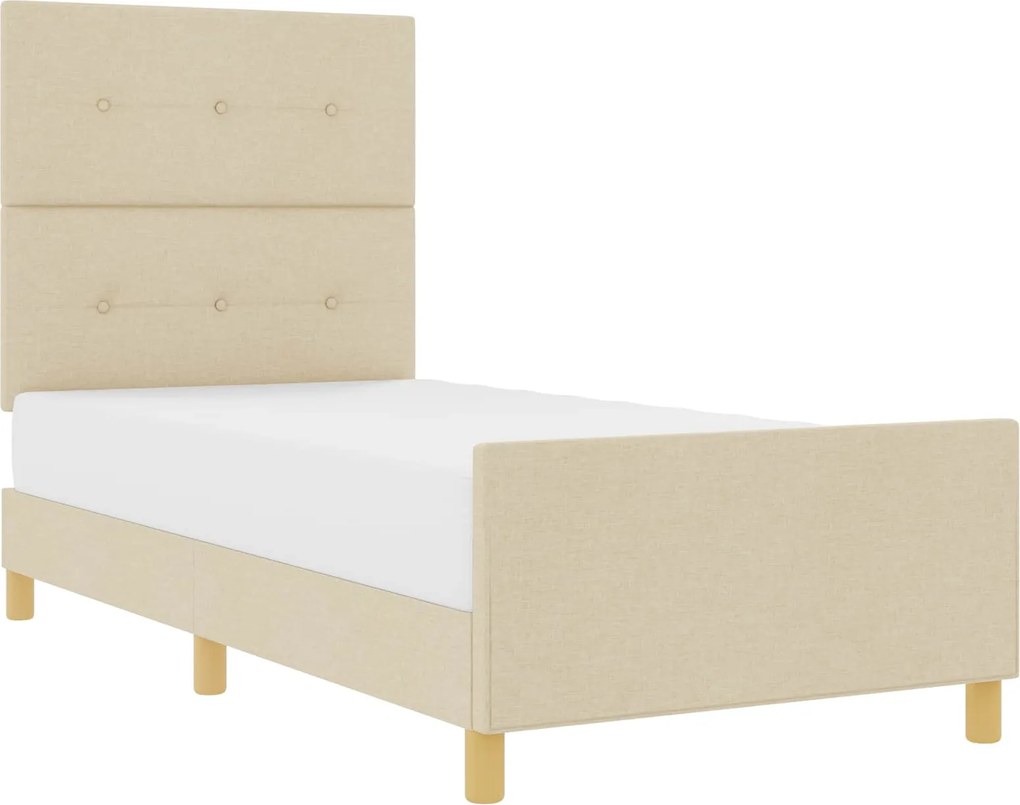 Rám postele s čelo Krémová 90 x 190 cm textil 3344695