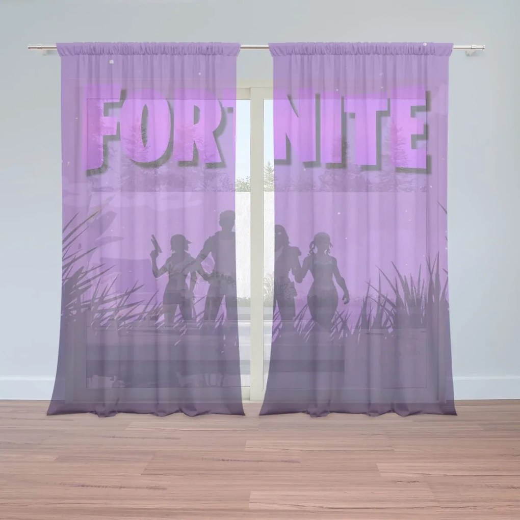 Sablio Záclony FORTNITE Fialová silueta: 2ks 150x250cm