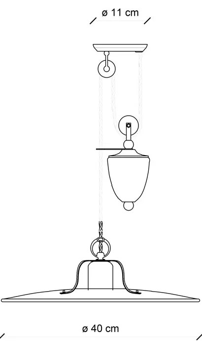 Ferroluce Závěsné retro svítidlo COUNTRY s kladkou Ø 40 cm, 1xE27 Barva: Žlutá