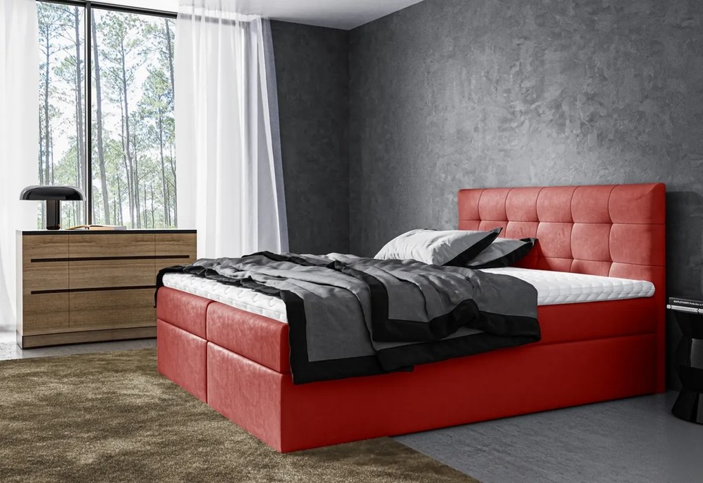 Expedo Čalouněná postel boxspring BRIGITE + topper, 140x200, jasmine 60