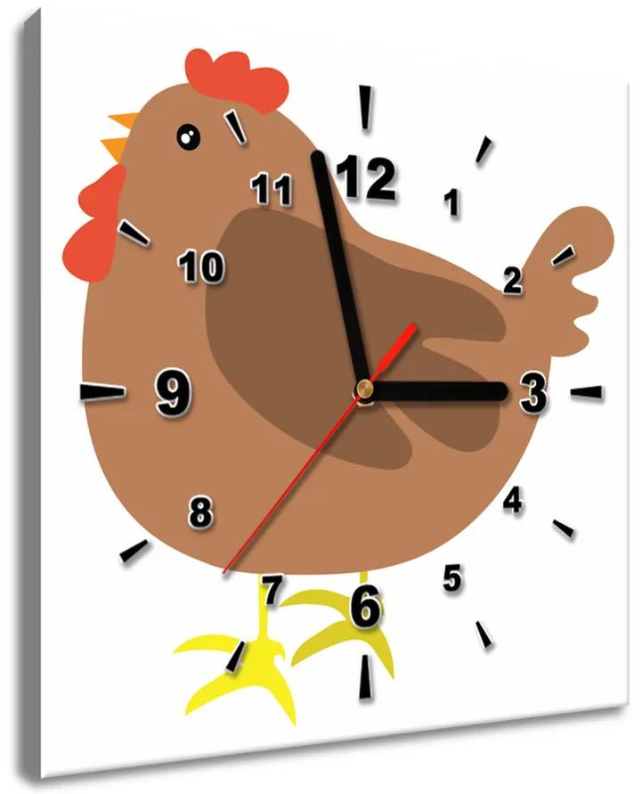 Gario Obraz s hodinami Hnědá slepička Rozměry: 40 x 40 cm