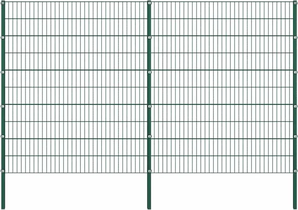Plotový panel se sloupky železný 349 x 200 cm zelený 278680