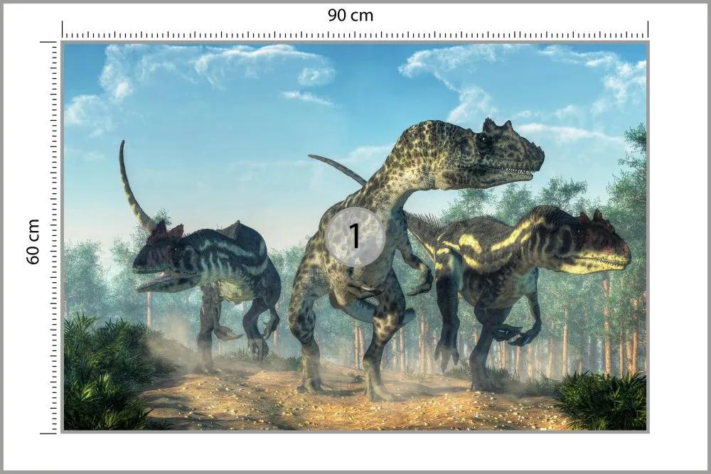 Fototapeta Tři Dinosauři V Lese Vliesová tapeta 416x254