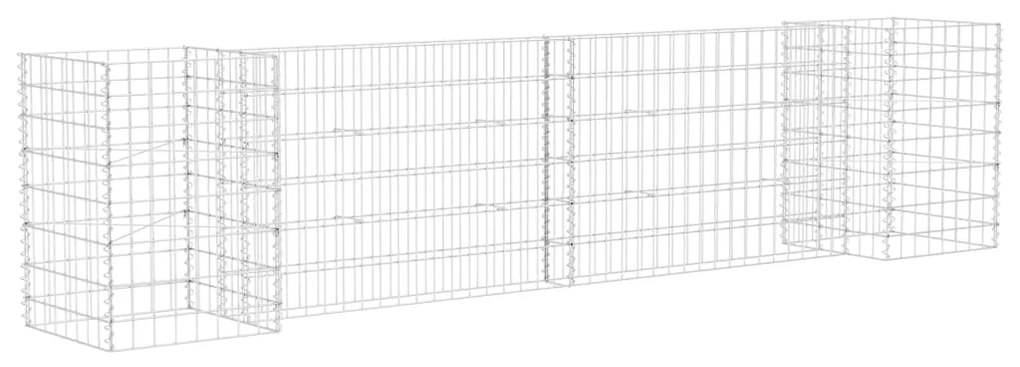 Gabionový truhlík ve tvaru písmene H ocelový drát 260x40x60 cm 145659