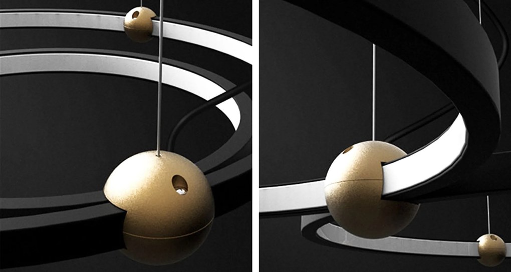 Toolight - Ring, LED závěsné svítidlo Black Ring + dálkové ovládání APP692-30-50, černá, OSW-06095