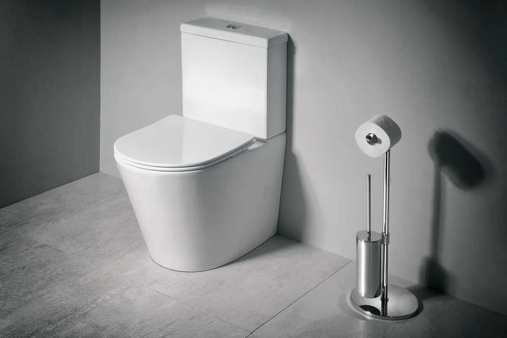 Sapho, PACO RIMLESS WC kombi mísa s nádržkou včetně splachovací soupravy, spodní/zadní, PC1012WR