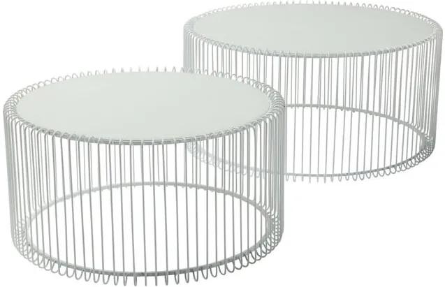 Sada 2 bílých odkládacích stolků Kare Design Wire Big