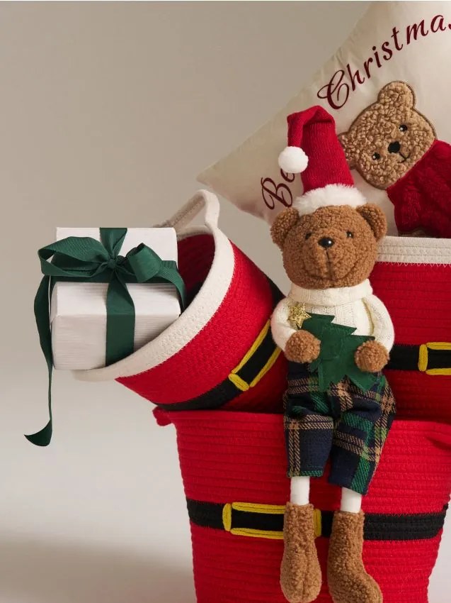 Sinsay - Vánoční úložný koš s motivem obleku Santy - červená