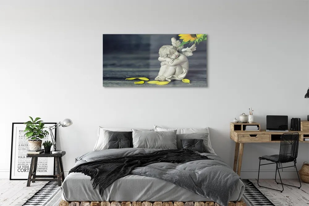 akrylový obraz Spací anděla slunečnice 125x50 cm