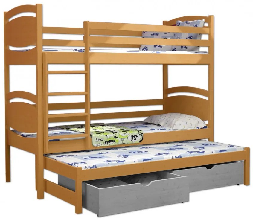Patrová postel MASIV-V 003 90x200 cm  borovice masiv - OLŠE