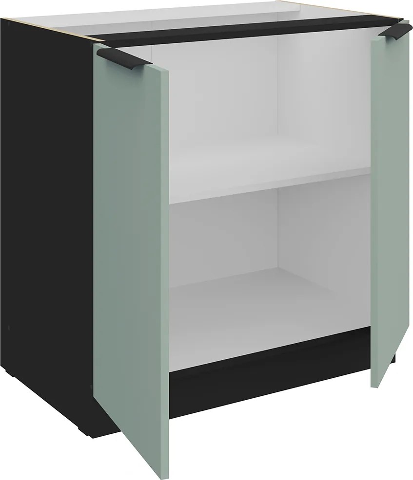ARIA sc | dolní skříňka 80 D 2F policová | 80 cm | ANTI FINGERPRINT povrch | černá/aquamarine