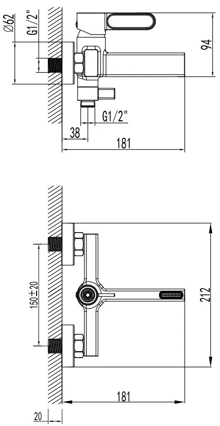 F-Design Zaffiro, vanová baterie bez sprchové sady, černá matná-růžové zlato, FD1-ZFR-1-25
