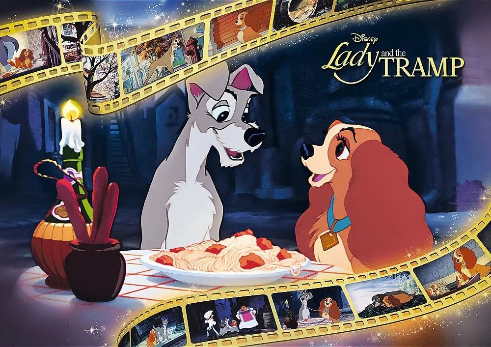 Trefl premium plus iconic moments: lady a tramp 1000 dílků