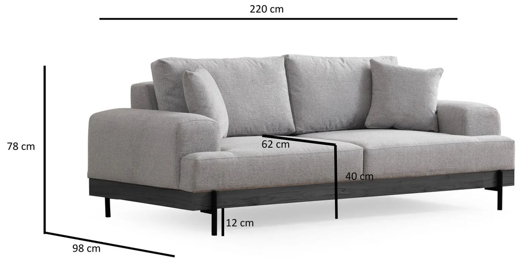 Hanah Home Třímístná pohovka ETI šedá 220 cm