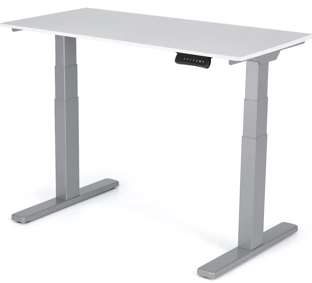 Výškově nastavitelný stůl Liftor 3segmentové nohy premium šedé,   deska 1180 x 600 x 18 mm bílá