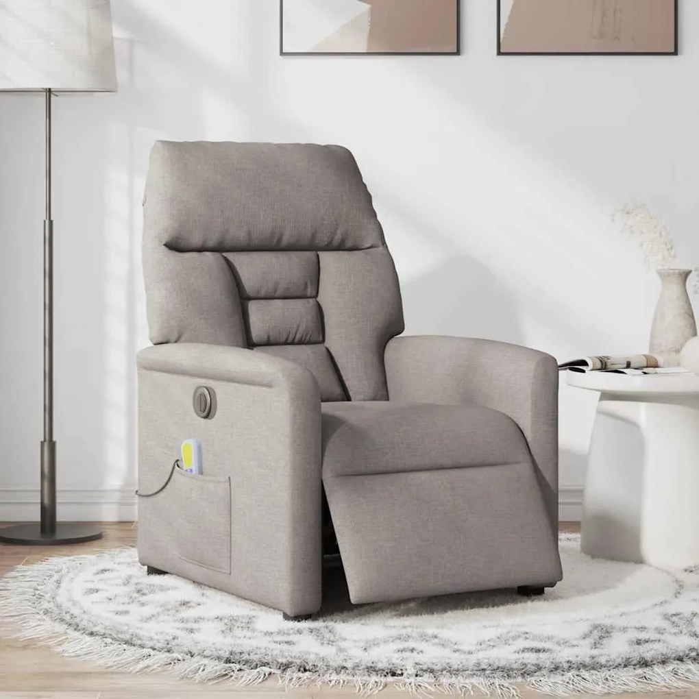 Elektrické masážní polohovací křeslo taupe textil 3303029