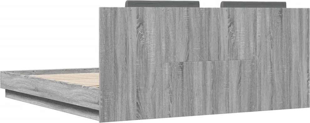 Rám postele s čelem šedý sonoma 200 x 200 cm kompozitní dřevo 3209896