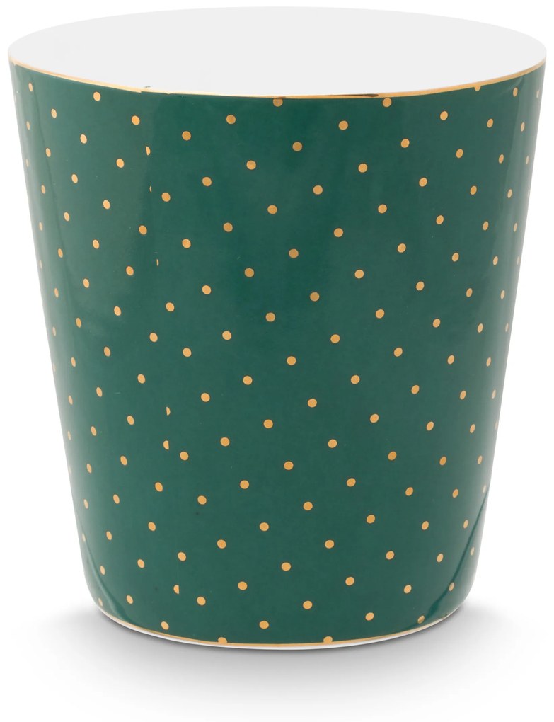 Pip Studio Royal Dots hrnek bez ucha s odkládacím táckem 270ml, zelený (hrnek bez ucha z tenkostěnného porcelánu)