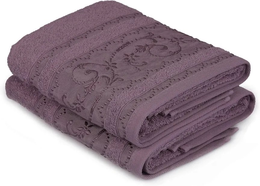 Sada 2 fialových bavlněných ručníků Yosemine, 50 x 90 cm