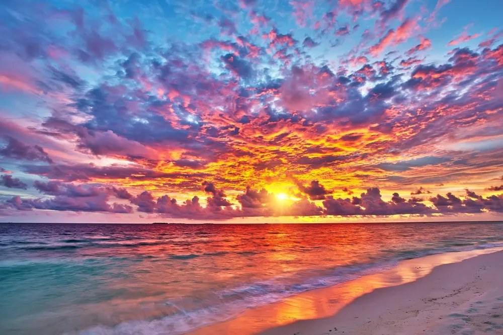 Vícedílný obraz Malebný Západ Slunce Na Maledivách Nedostatek Nedostatek Plátno Canvas 180x120