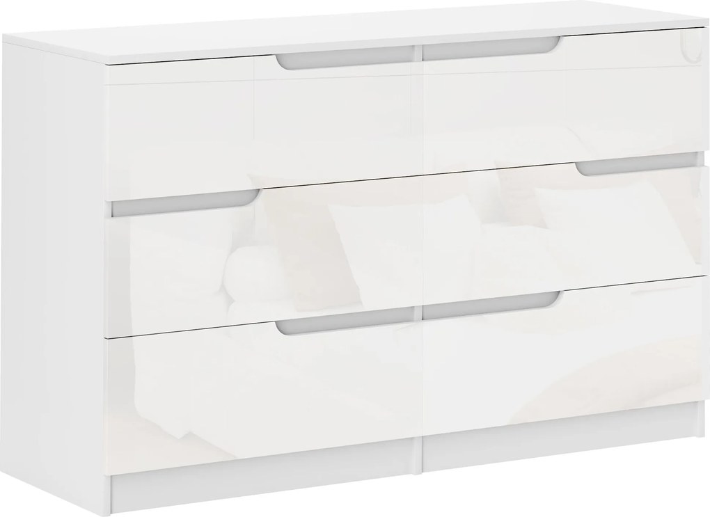 HOMCOM Komoda se 6 zásuvkami Moderní komoda do ložnice s protiskluzovou zásuvkou do obývacího pokoje a chodby 120x40x75 cm Bílá | Aosom