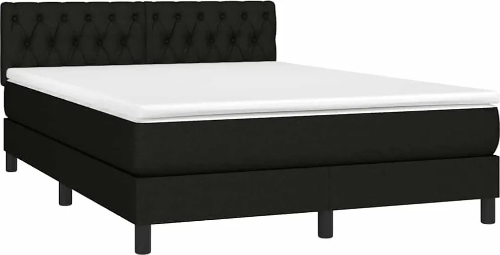 Box spring postel s matrací a LED černá 140x190 cm textil 3133391