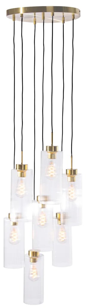 Art Deco závěsná lampa zlatá se sklem 7-světel - Laura