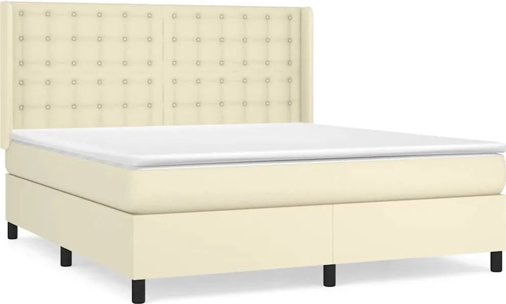 Box spring postel s matrací krémová 160x200 cm umělá kůže 3132509