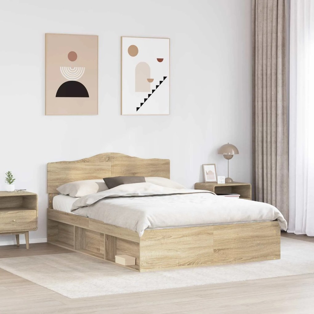 Rám postele s čelo Sonoma dub 150 x 200 cm Masivní borové dřevo 3412882
