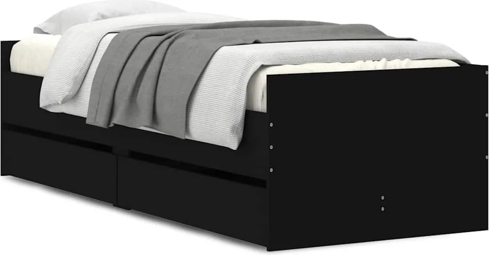 Rám postele se zásuvkami černý 100 x 200 cm 3207337