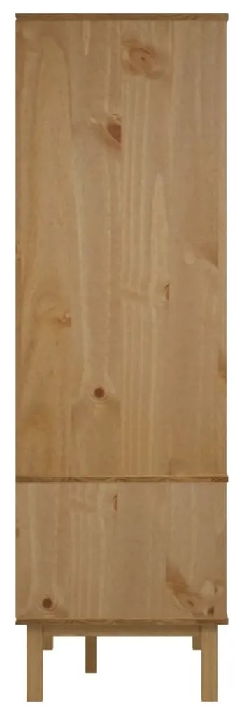 Šatní skříň OTTA - masivní borovice - 172x53x76,5 cm | hnědá/šedá