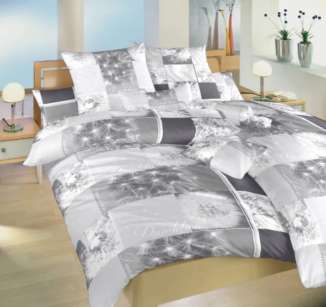 Dadka Povlečení bavlna Pampelišky 3D šedé 140x200, 70x90 cm