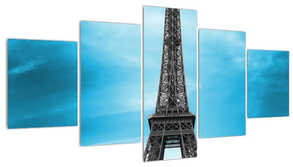 Obraz Eiffelovy věže a modrého auta (150x80 cm)