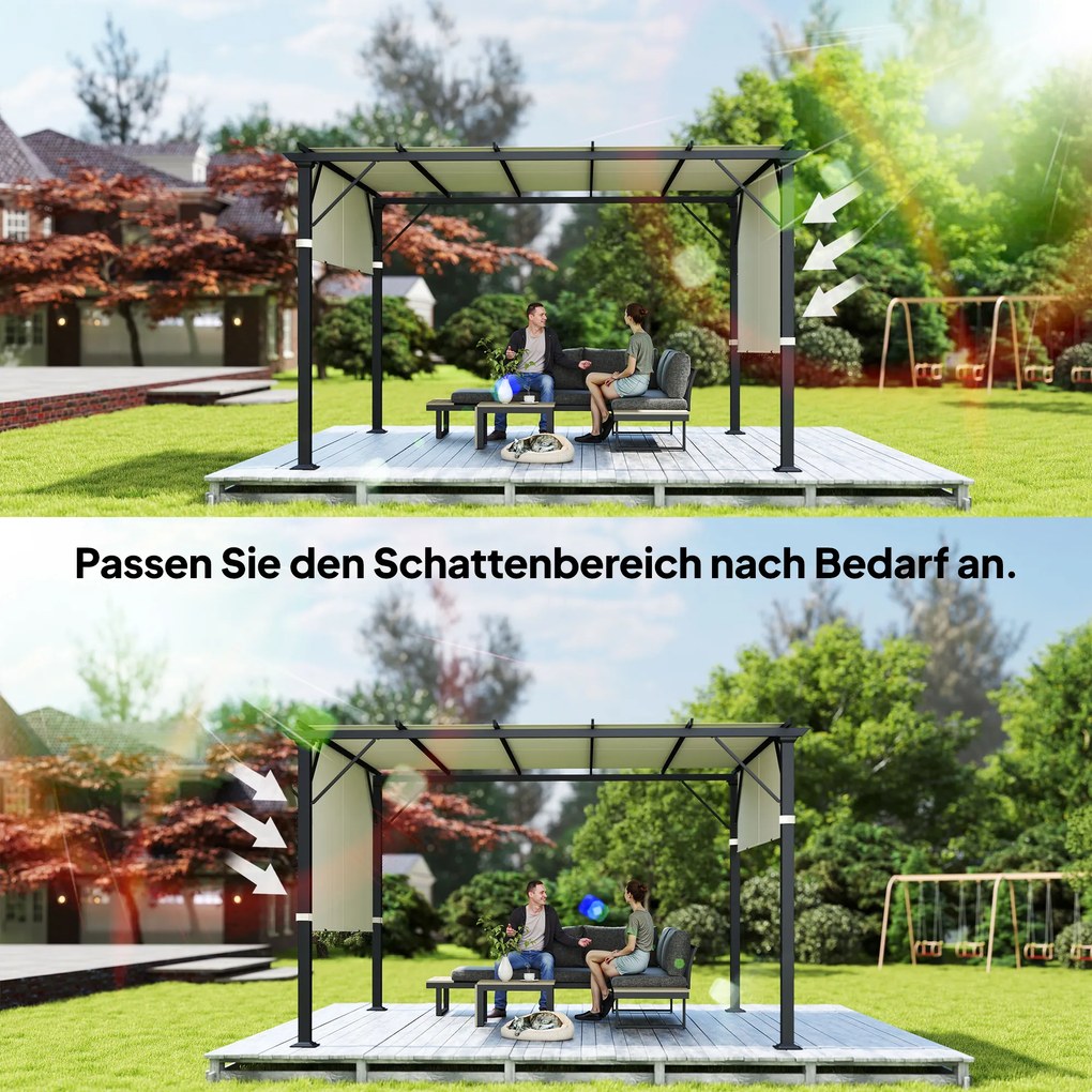 Náhradní střecha na pergolu s UV ochranou, markýza na zastřešení terasy pro pavilon 3 x 3 m, krémově bílá