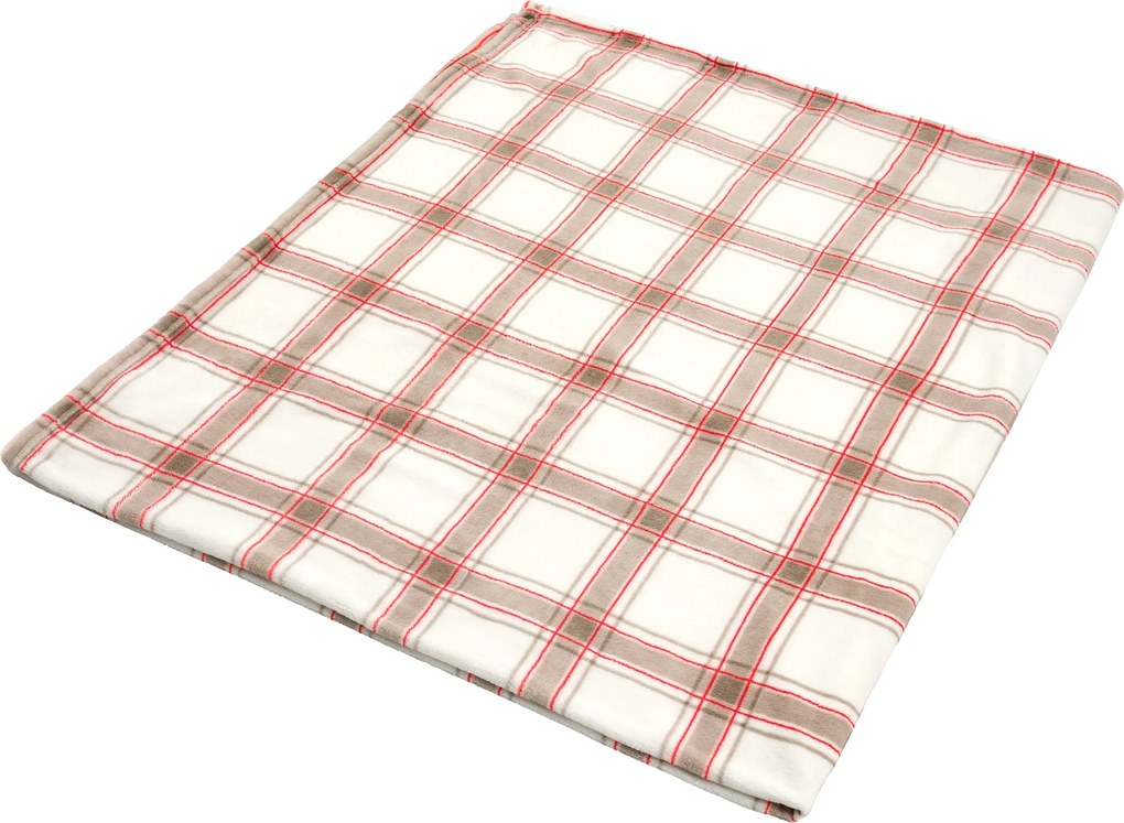 Livarno® Hebká deka, 180 x 220 cm (béžová/červená)