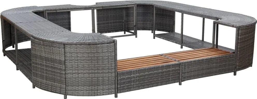 vidaXL Čtvercová obruba k vířivce 268 x 268 x 55 cm polyratan [46074] Barva: Šedá