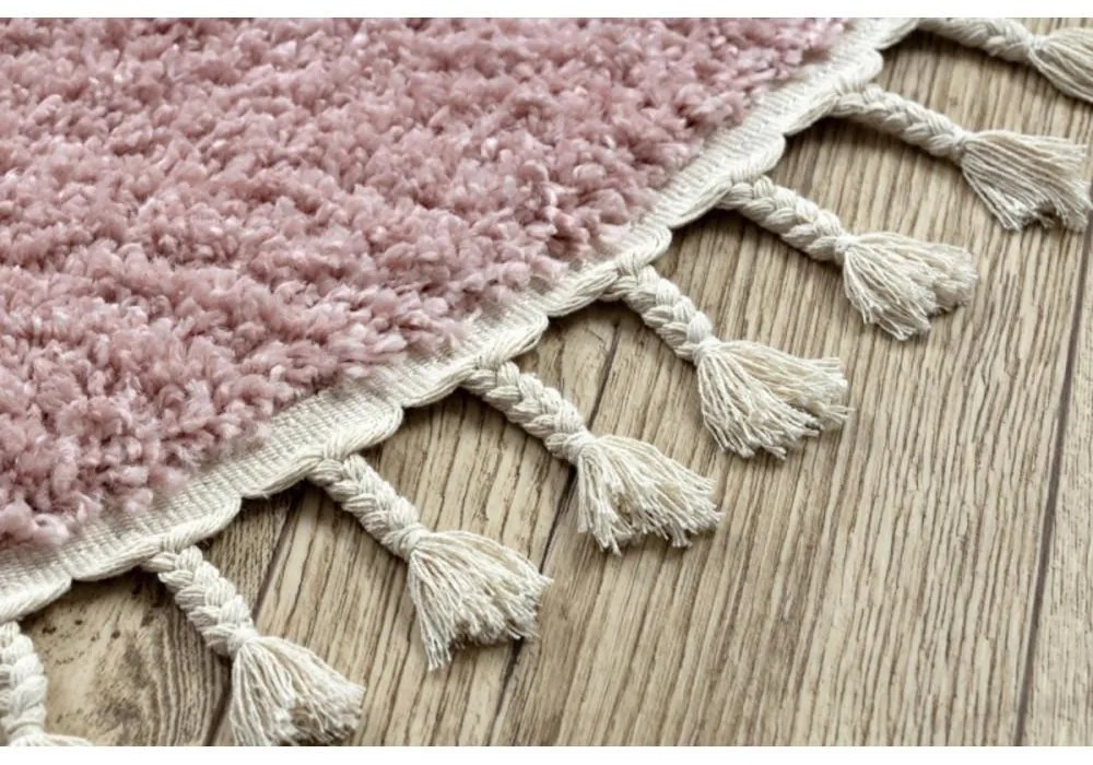 Kusový koberec Shaggy Berta růžový kruh 160cm