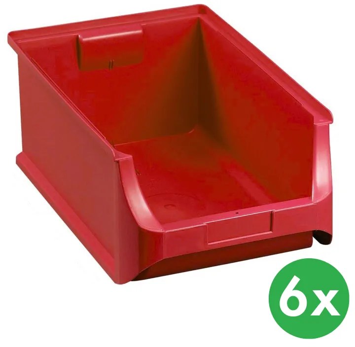 Plastové boxy PLUS 5, 310 x 500 x 200 mm, červené, 6 ks