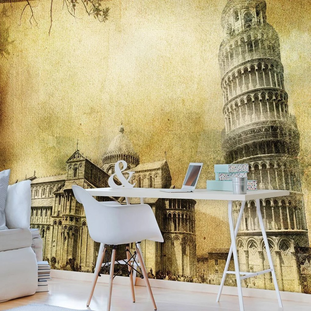 Fototapeta - Vintage Art Pisa City Urban (254x184 cm)