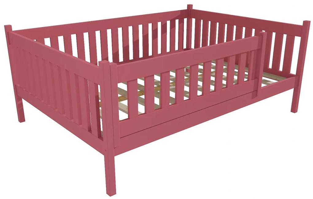 Dětská postel M 012 XL NEW* se zábranou (Barva dřeva: barva růžová, Rozměr: 160 x 200 cm)