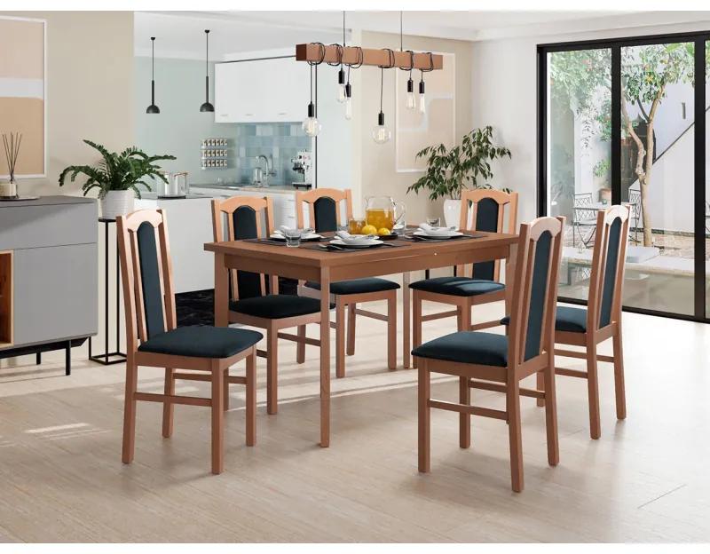 Rozkládací jídelní stůl se 6 židlemi AL08, Barva dřeva: bílá-L, Potah: Hygge D91