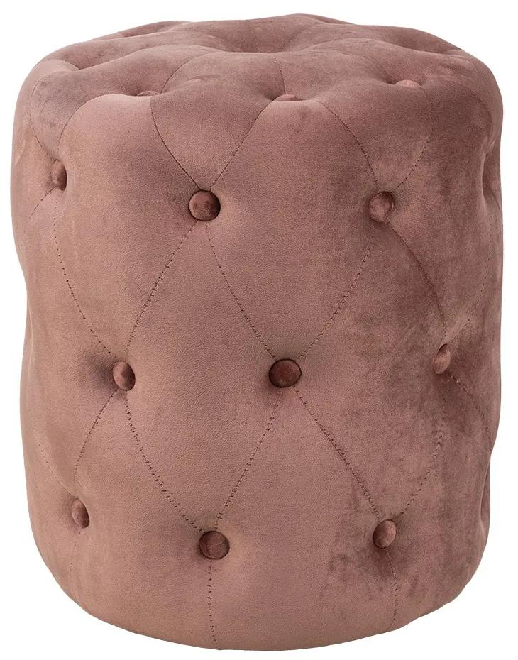 Růžový kulatý sametový sedák s knoflíky Butt - Ø 40*45 cm