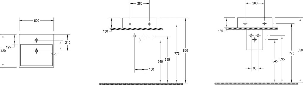 Isvea, PURITY keramické umyvadlo 50x42cm, 10PL50050