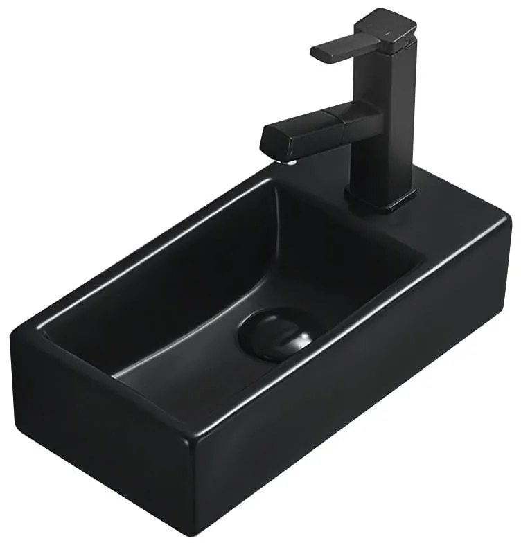 Mexen Inez umyvadlo na desku levé 40 x 20 cm, černá mat - 21484085L