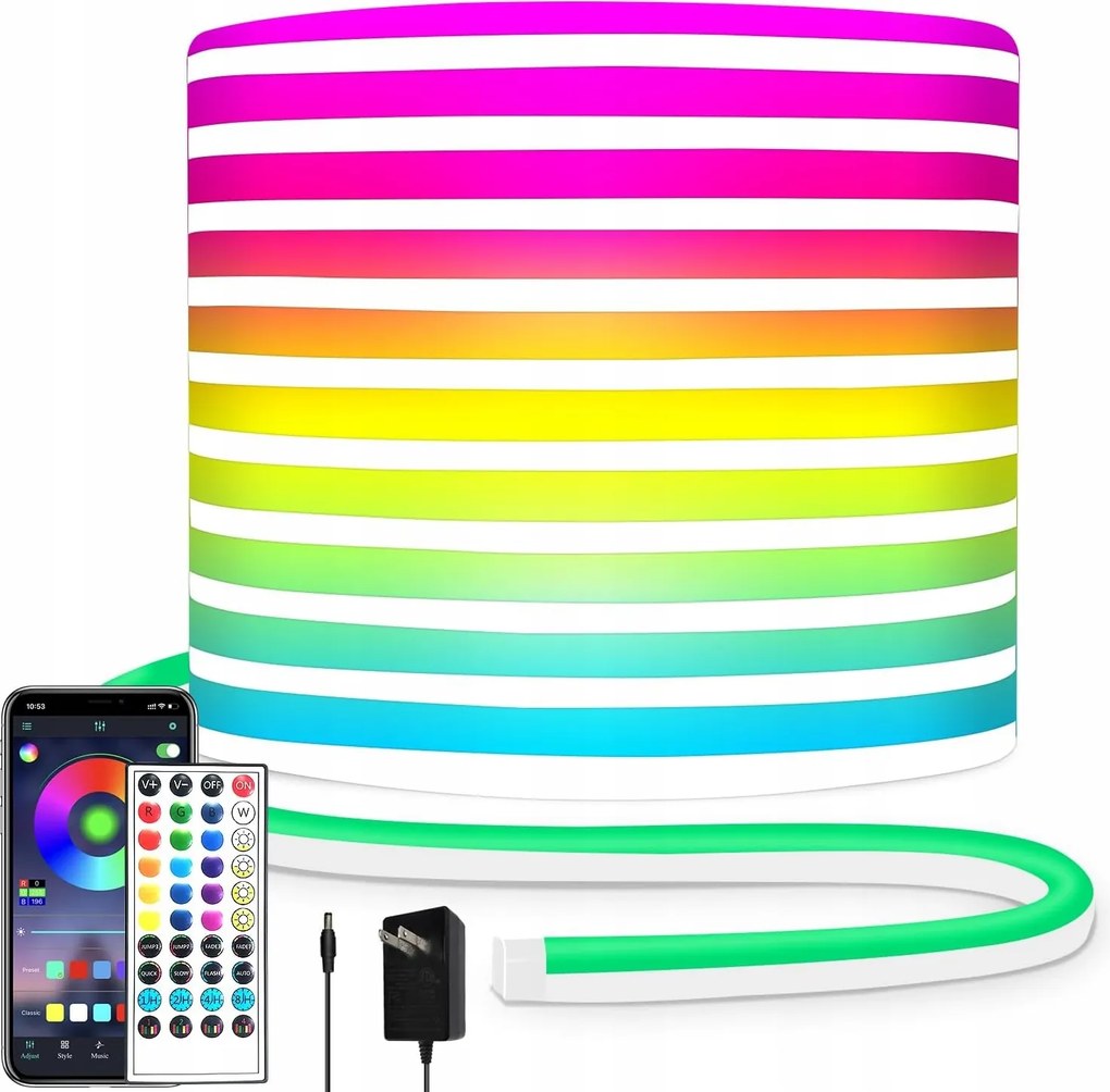 Led Pásek 20 M Neon Rgb 720LED Bluetooth Aplikace Dálkový Ovladač Sada IP65